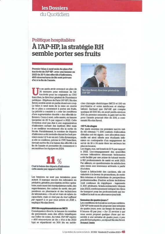 Un article du Quotidien du Médecin du 27 octobre 2023 : le bilan à 9 ...